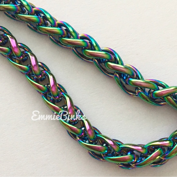Jewelry | New Vibrant Stainless Steel Oil Slick Holographic Chain ...